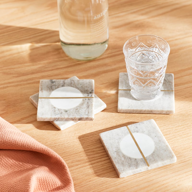 Gelato Natural & White Marble Coasters Pack of 4 | Adairs