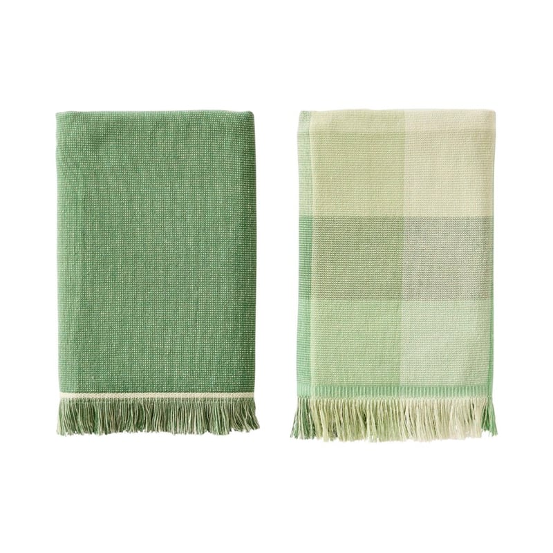 Merricks Mineral Green Check Tea Towel Pack of 2 | Adairs