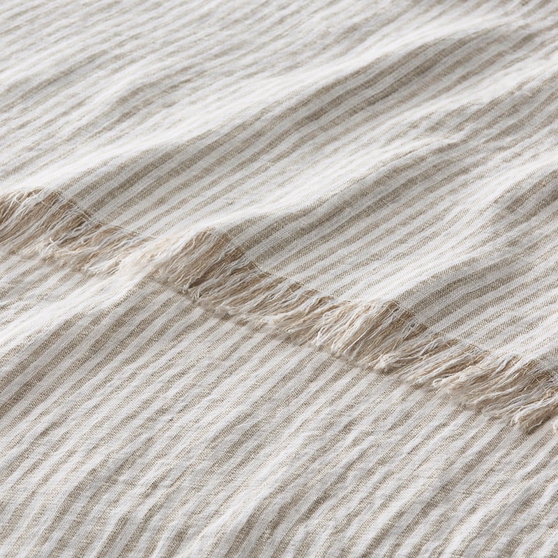 Kenai Natural & White Stripe Linen Throw | Adairs