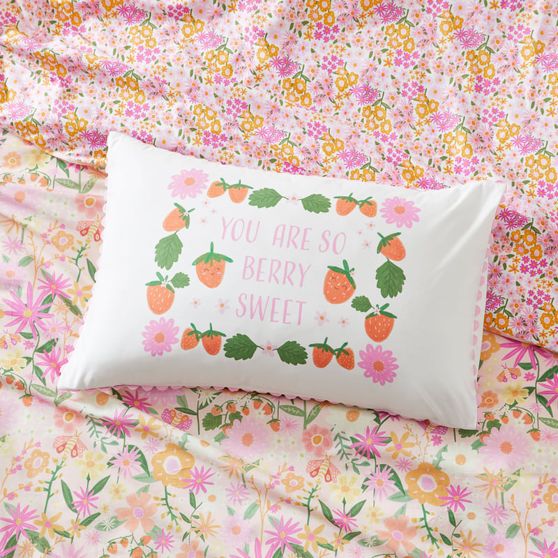 Adairs Kids - Berry Sweet Kids Text Pillowcase | Adairs