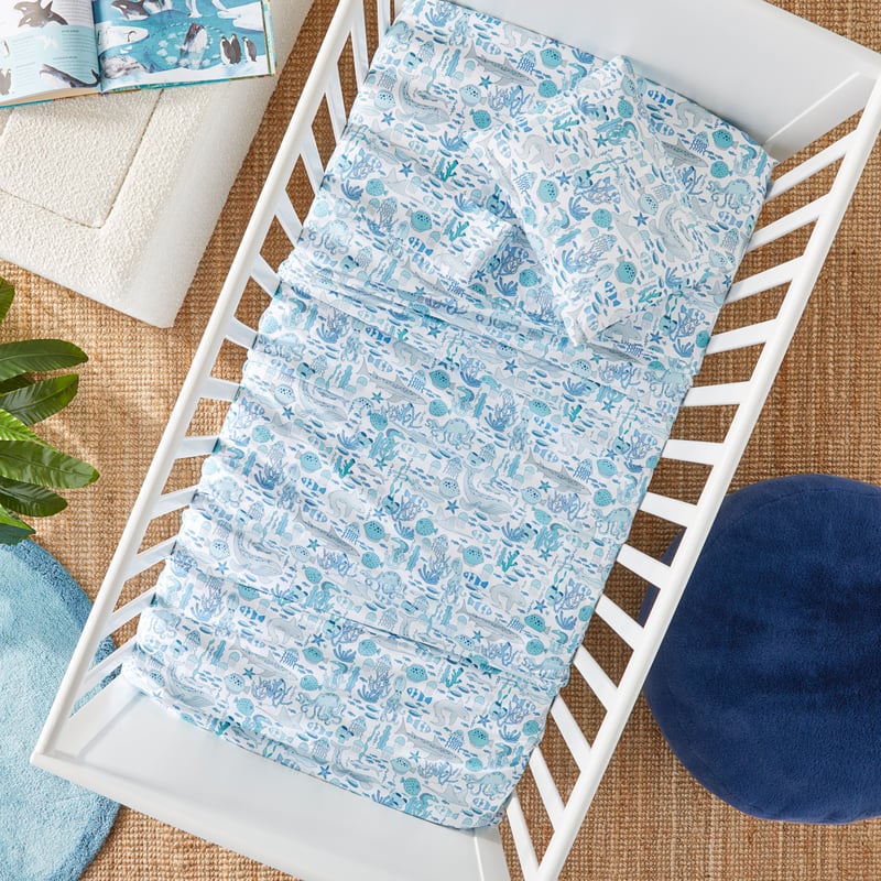 Adairs Kids - Sea Creatures Aqua Cot Sheet Set | Adairs