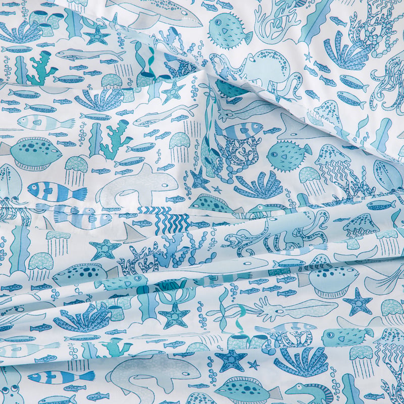 Adairs Kids - Sea Creatures Aqua Cot Sheet Set | Adairs