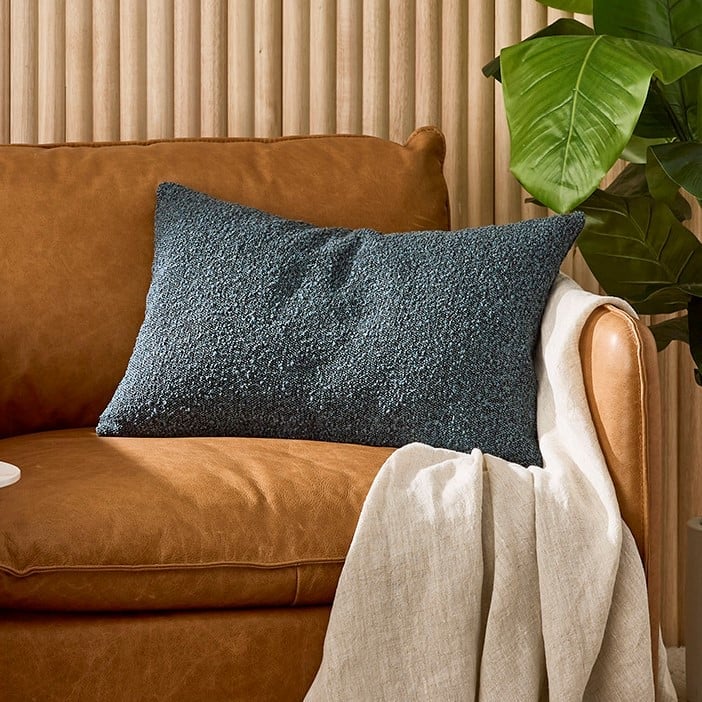 Otis Storm Blue Boucle Long Cushion | Adairs
