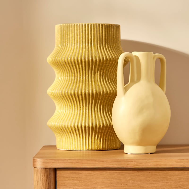 Citron Yellow Ripple Vase | Adairs