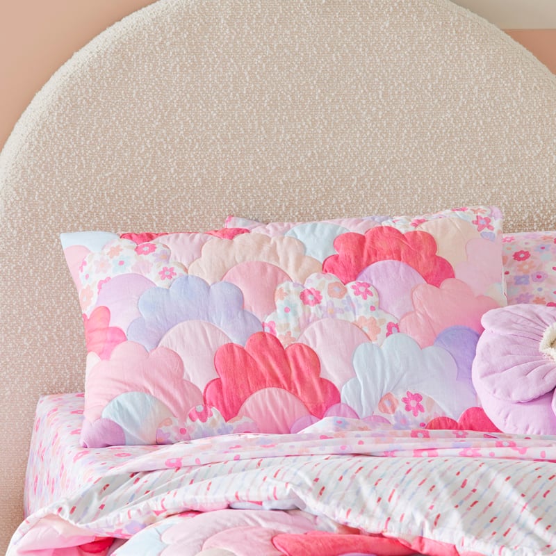 Adairs Kids - Stella Pink Floral Quilted Quilt Cover Set | Adairs