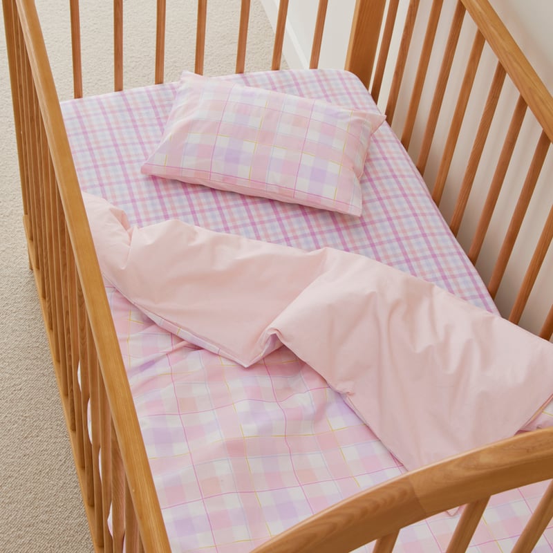 Adairs Kids - Cameron Check Pink Cot Quilt Cover Set | Adairs