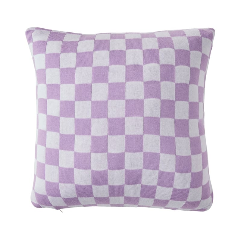 Adairs Kids - Check Lilac Knit Cushion | Adairs