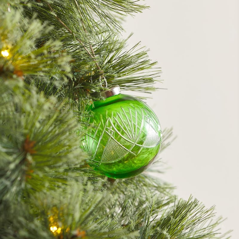 green tree baubles