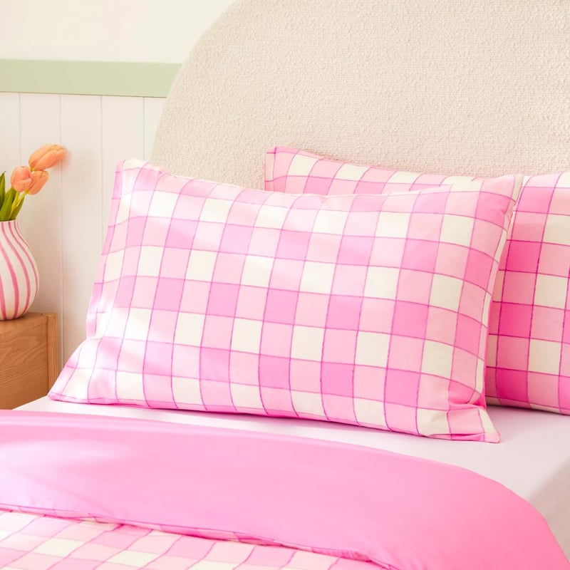 Adairs Kids - Carter Fuchsia Check Quilt Cover Set | Adairs