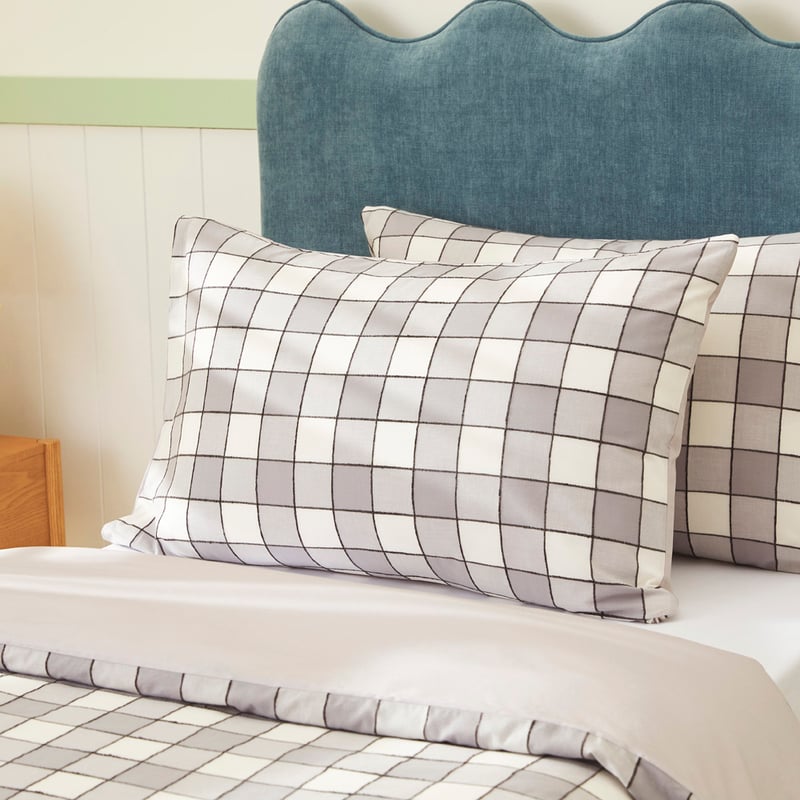Adairs Kids - Carter Grey Check Quilt Cover Set | Adairs