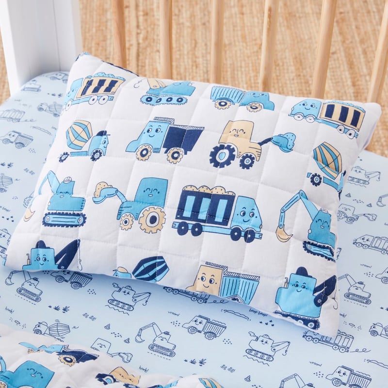 Adairs Kids - Little Diggers Club Light Grey Jersey Quilted Cot Quilt ...