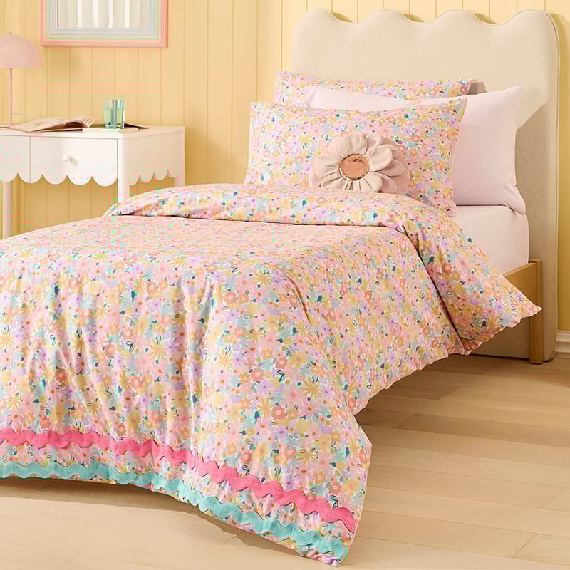 Adairs Kids - Floral Multi Ric Rac Quilt Cover Set | Adairs