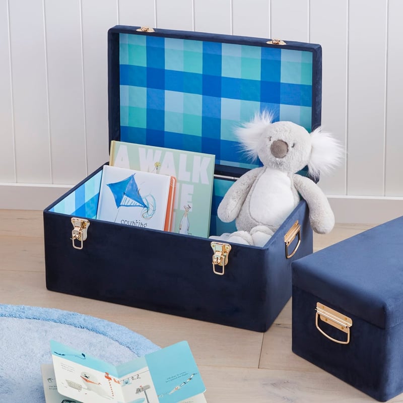 Adairs Kids - Heirloom Blue Check Storage Trunk | Adairs