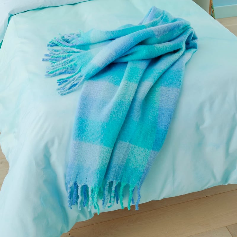 Adairs Kids - Fuzzy Ocean Check Throw | Adairs