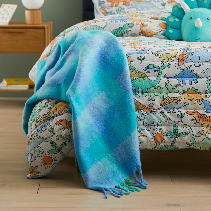 Adairs Kids - Fuzzy Ocean Check Throw | Adairs
