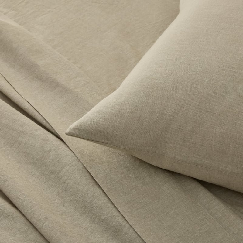 Relaxed Linen Look Matcha Sheet Set | Adairs