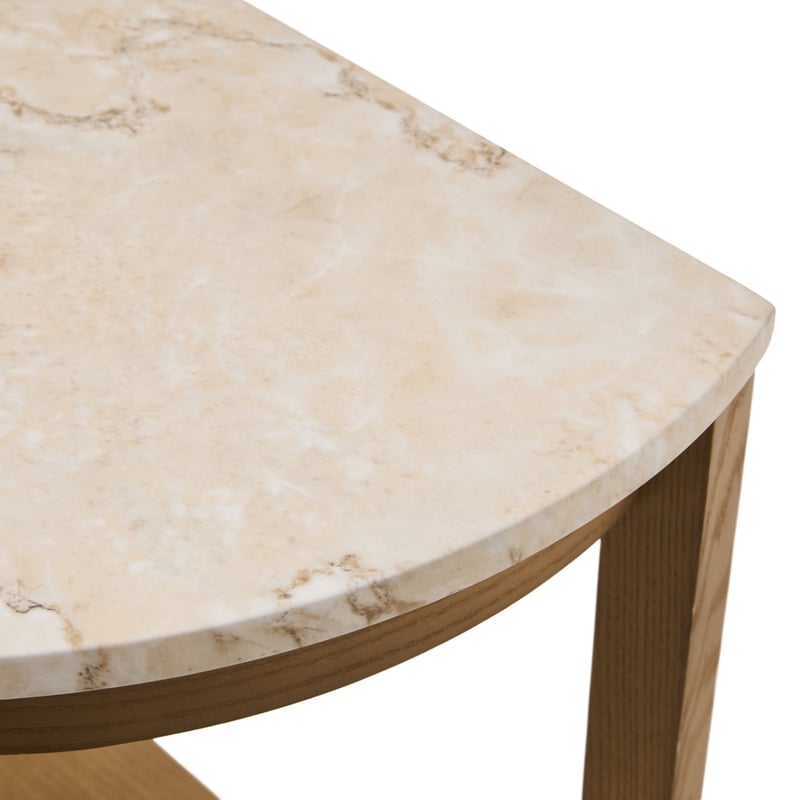 Norbury Faux Travertine & Natural Bedside Table | Adairs