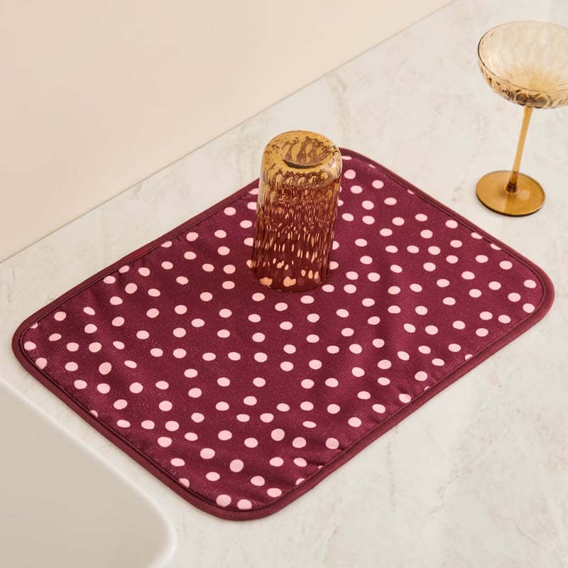 Harper Rose & Burgundy Spot Reversible Drying Mat | Adairs