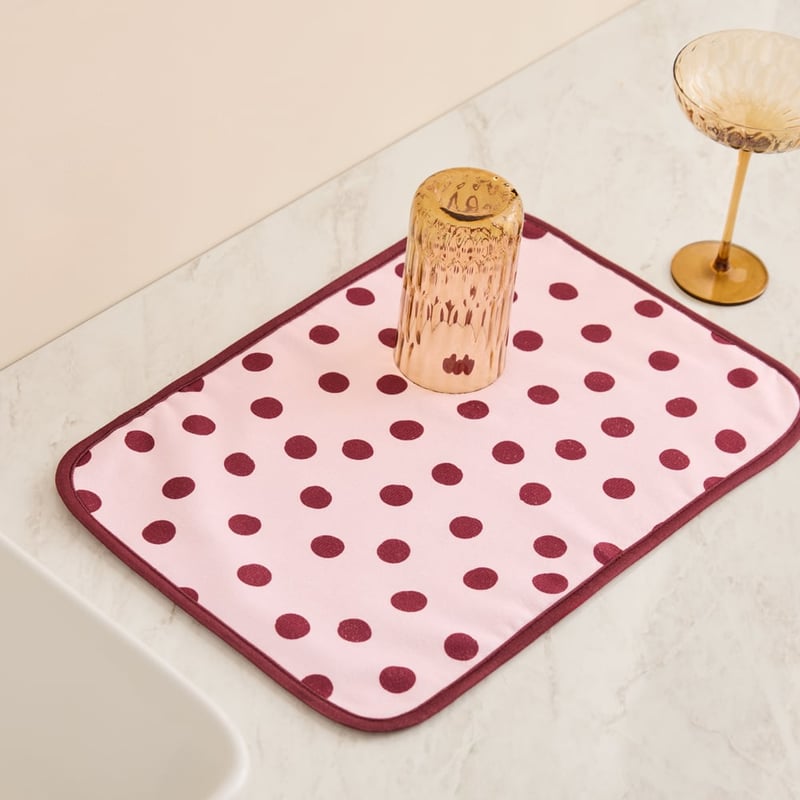Harper Rose & Burgundy Spot Reversible Drying Mat | Adairs