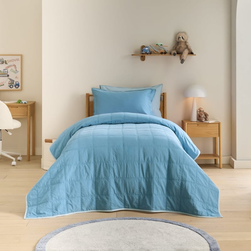 Adairs Kids - Stonewashed Chambray & Denim Quilted Coverlet | Adairs