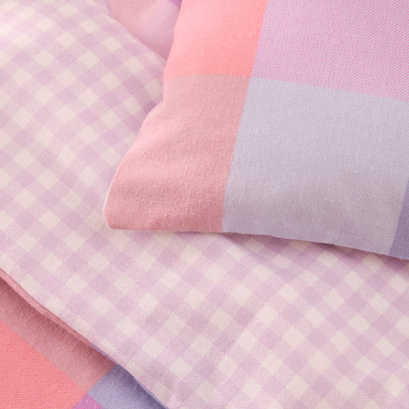 Adairs Kids - Parker Check Pink Flannelette Cot Quilt Cover Set | Adairs