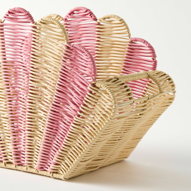 Adairs Kids - Scallop Shell Pink & Natural Storage Basket | Adairs