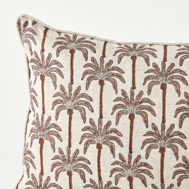 Delhi Hathelee Palm Woodblock Linen Cushion | Adairs