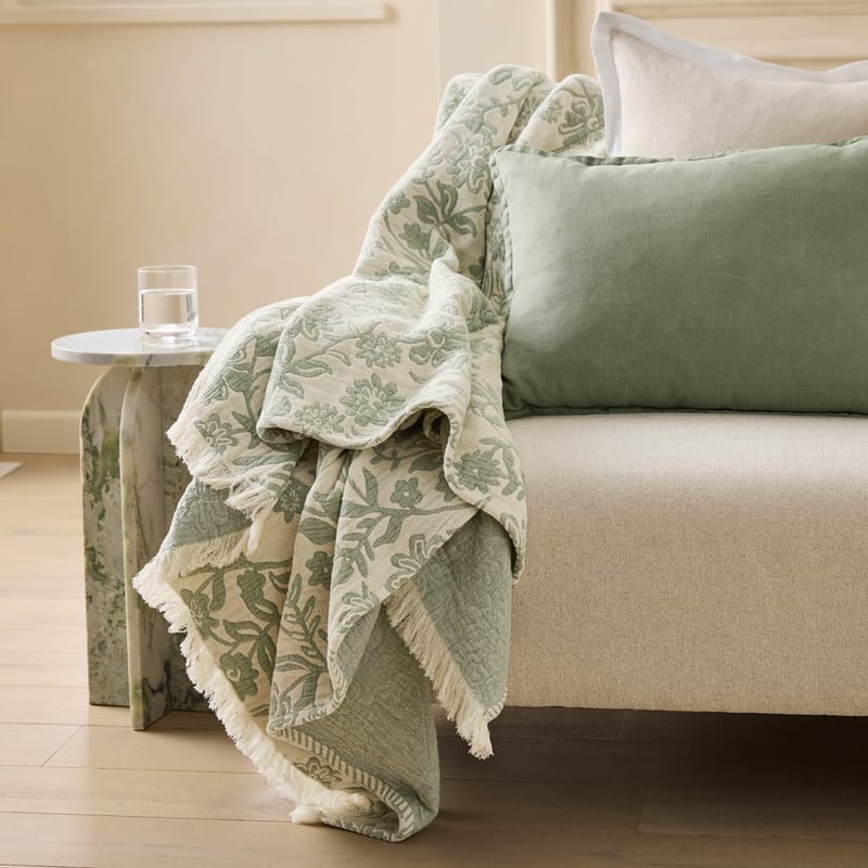 Pippa Fern Floral Throw | Adairs