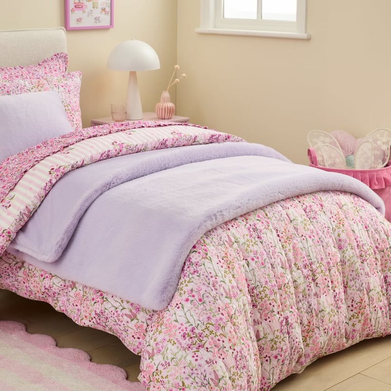 Adairs Kids - Recycled Faux Fur Lilac Throw | Adairs