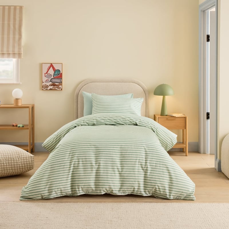 Adairs Kids - Diggers Work Zone Green Quilted Quilt Cover Set | Adairs