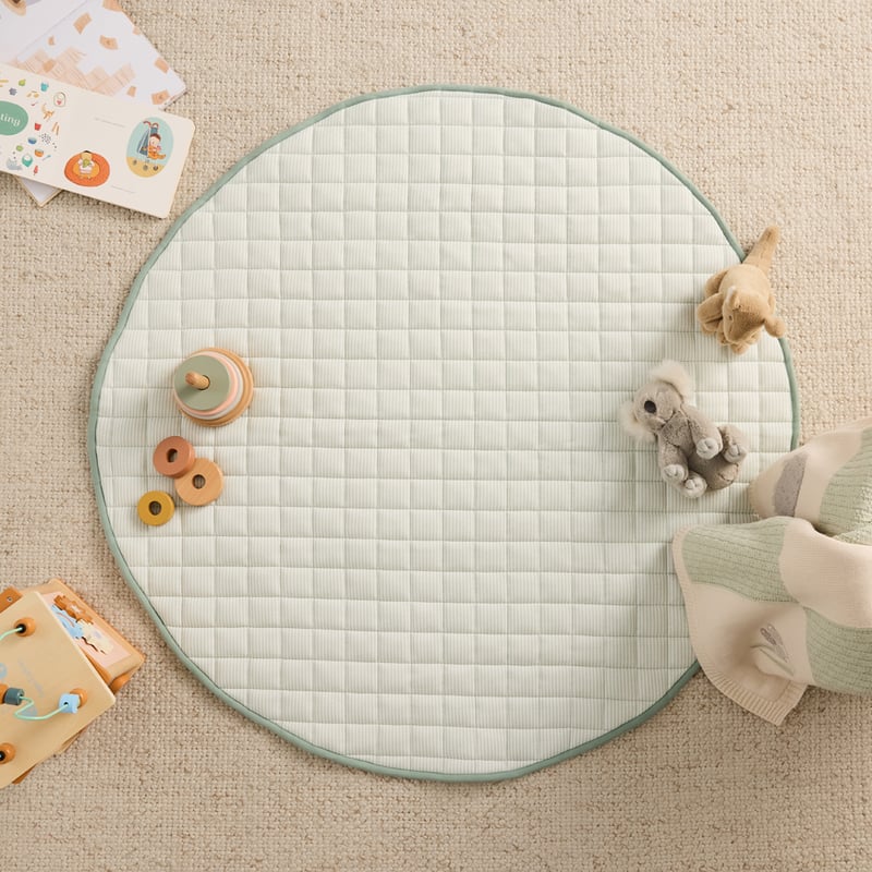 Adairs Kids - Organic Cotton Green Stripe Jersey Baby Play Mat | Adairs