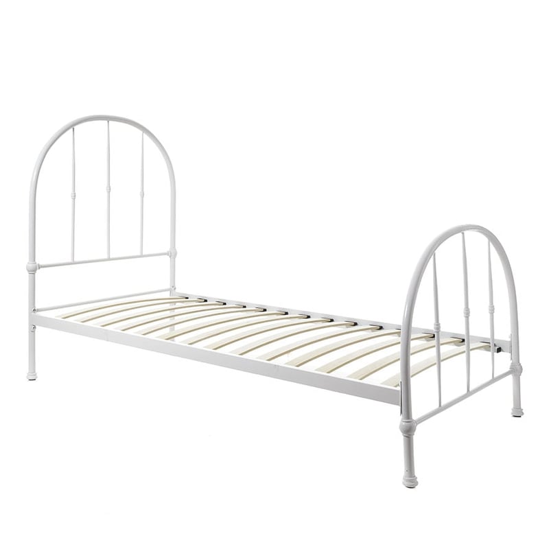 white iron bedstead