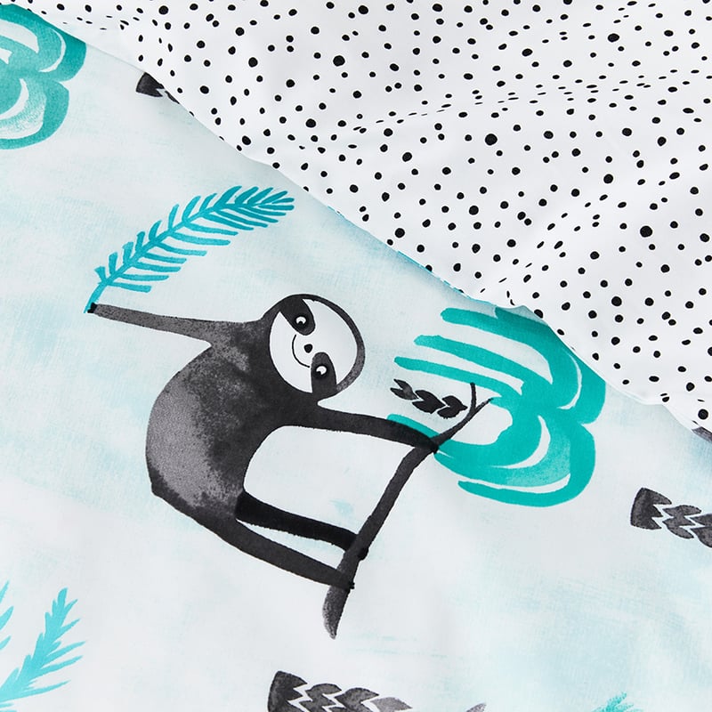 Adairs Kids - Sleepy Sloth Cot Mint Quilt Cover Set | Adairs