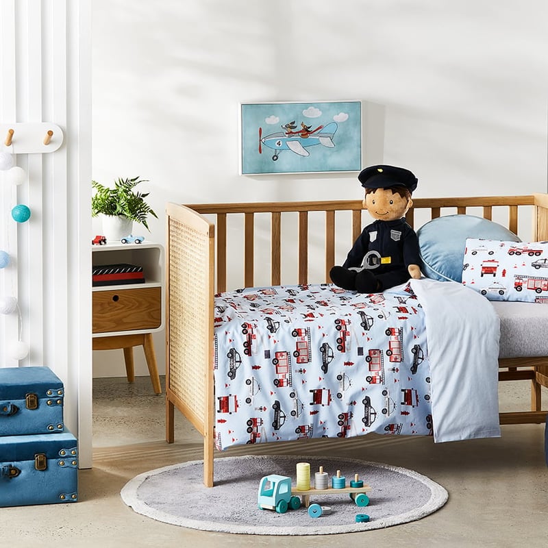 Adairs Kids - Stonewashed Vehicles Cot Quilt Cover Set | Adairs