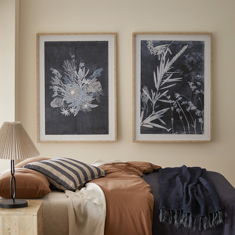 Indigo Flowers Bouquet Framed Wall Art | Adairs