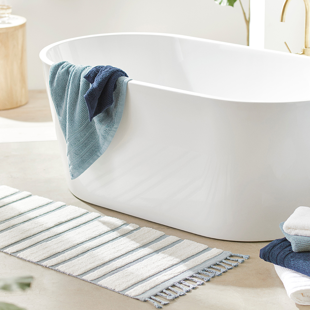 Riviera Sea Blue Multi Stripe Bath Runner | Adairs