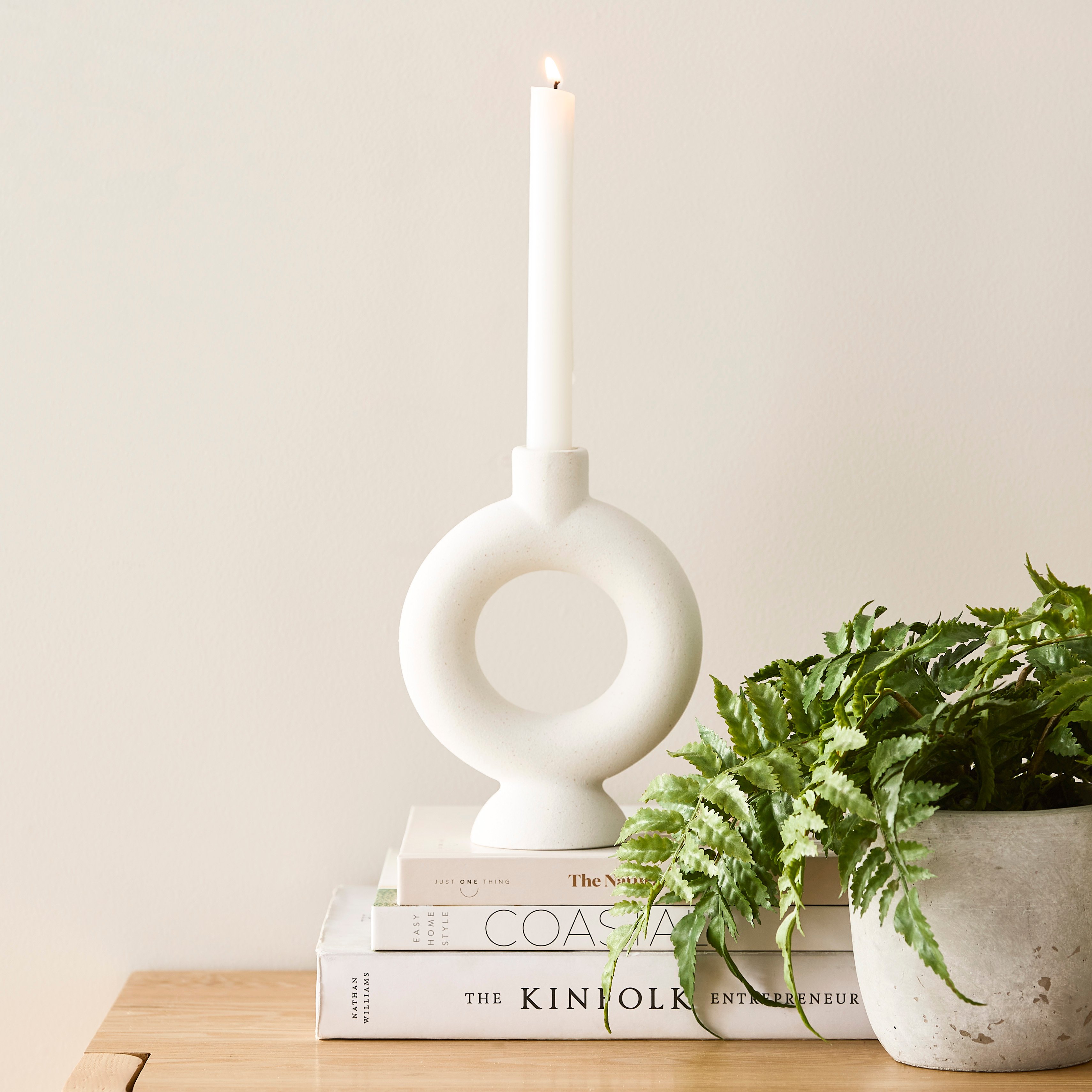 Hydra White Circle Candle Holder | Adairs