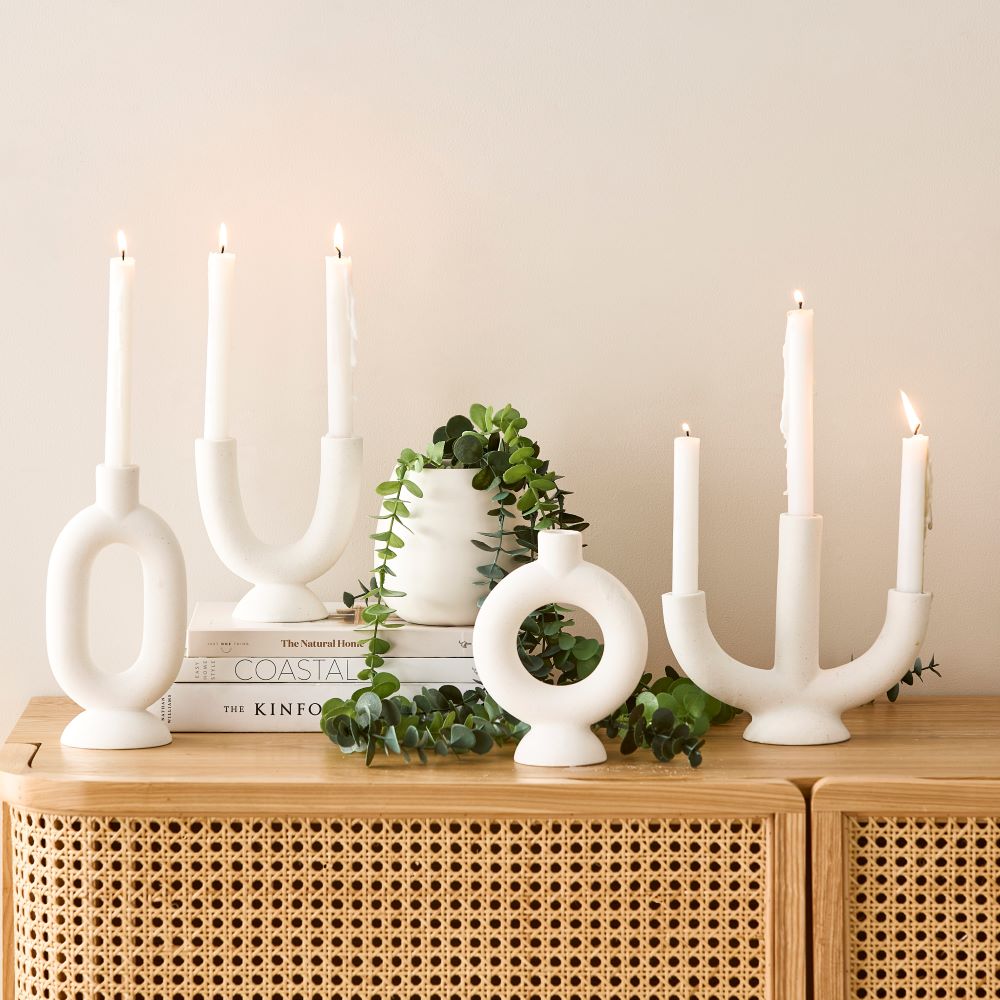 Hydra White Circle Candle Holder | Adairs