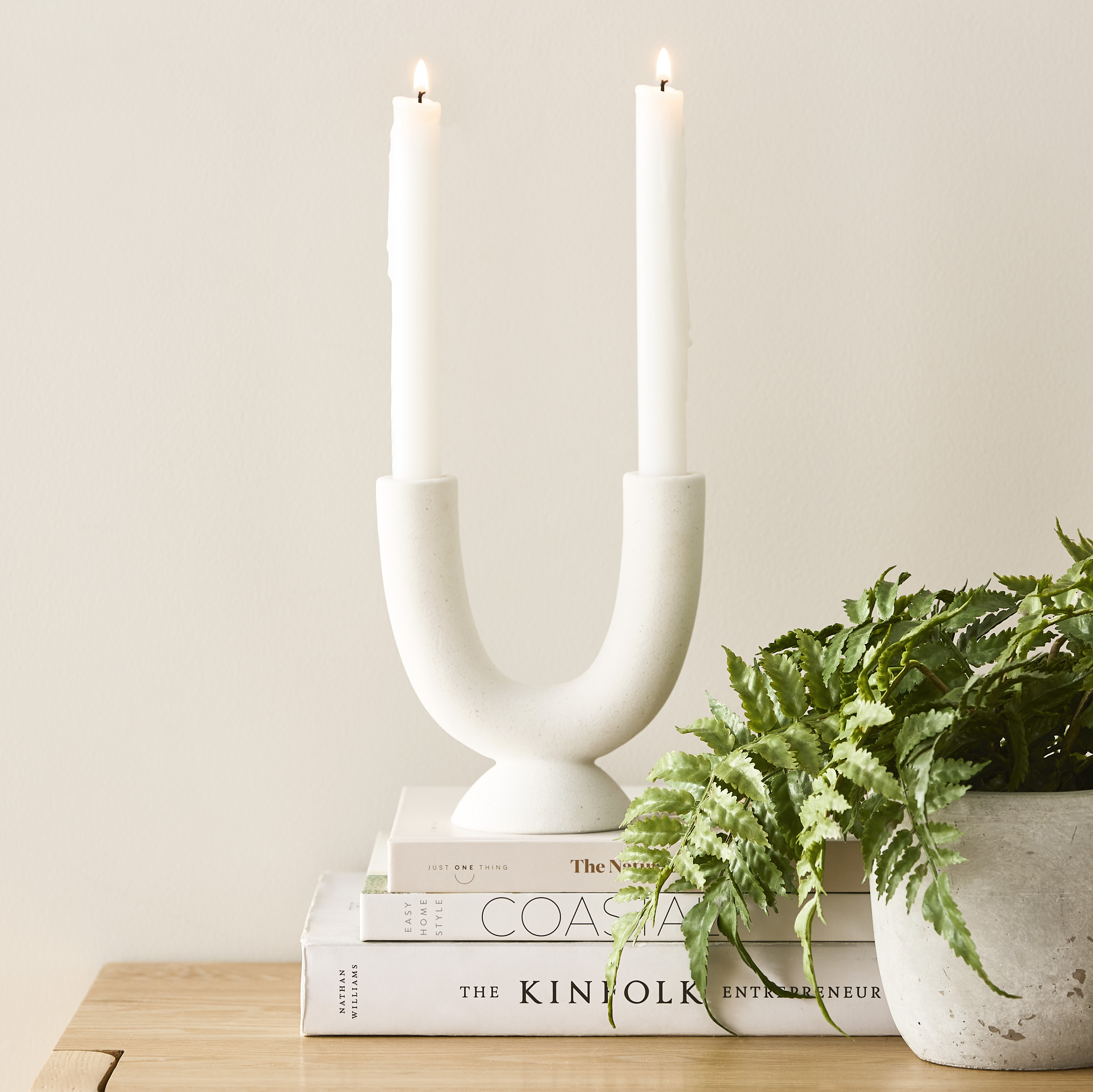 Hydra White U Candle Holder | Adairs