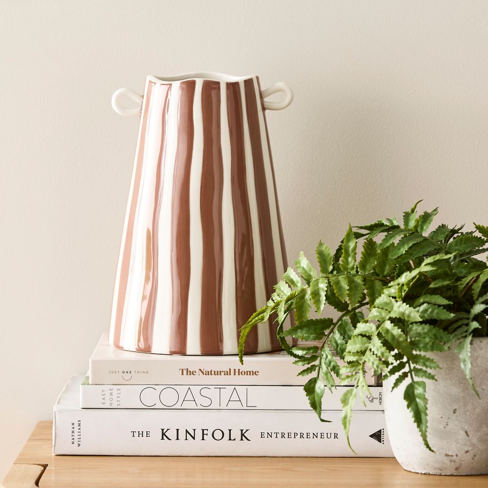 Lyon Rust Stripe Vase | Adairs