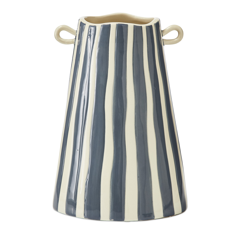 Lyon Steel Blue Stripe Vase | Adairs