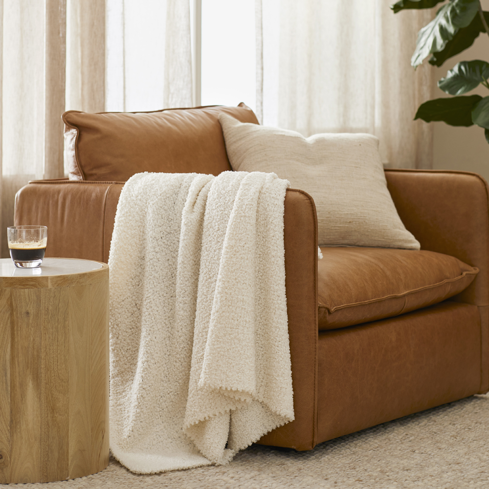 Manhattan Natural Boucle Throw | Adairs