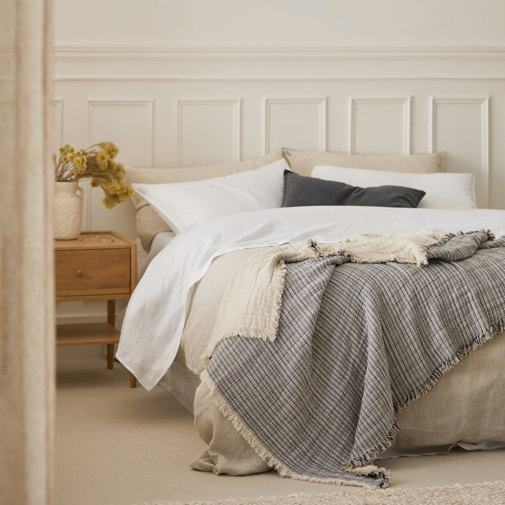 Lucas Blue Stripe Throw | Adairs