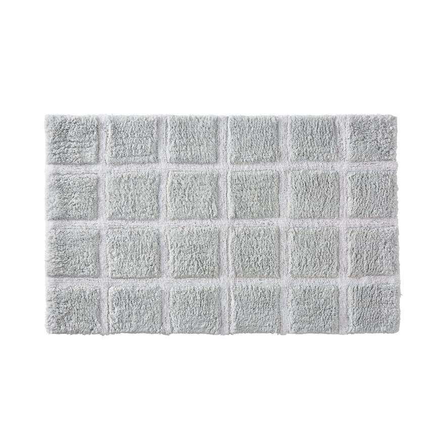 Maddison Soft Grey Check Bath Mat | Adairs