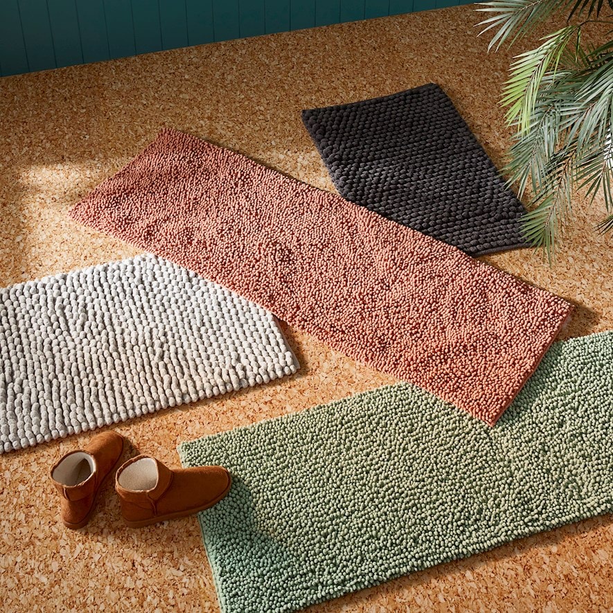 Chunky Coal Bobble Bath Mat | Adairs