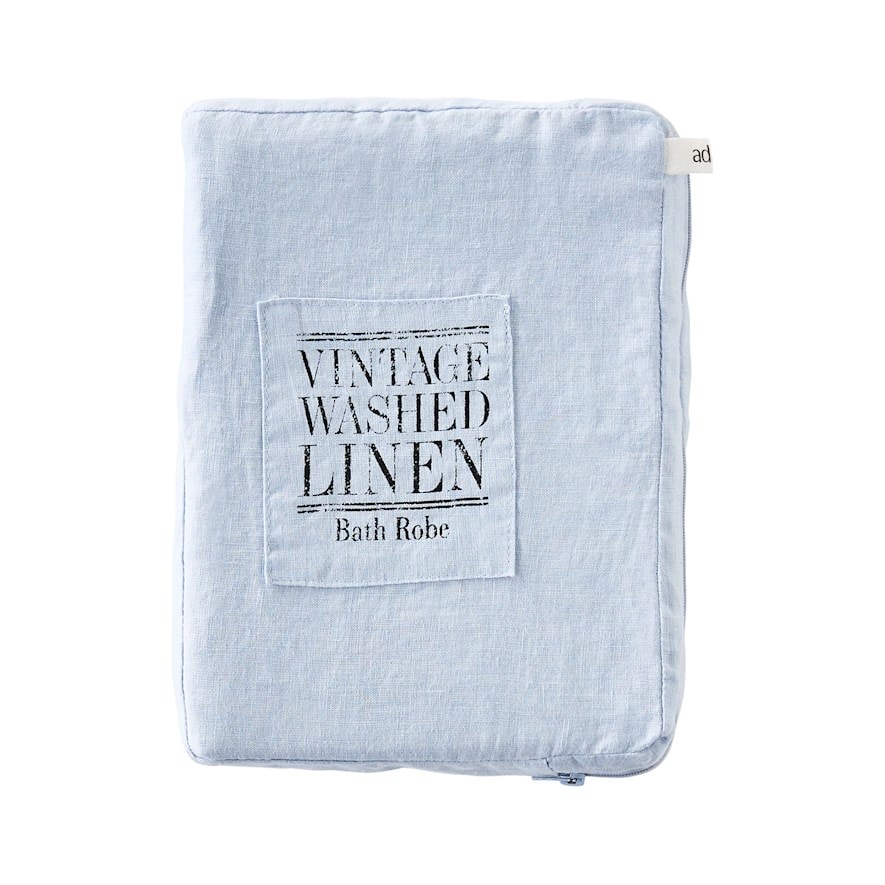 Vintage Washed Linen Dusty Blue Robe | Adairs