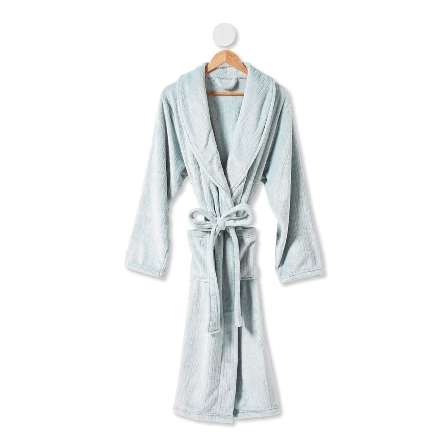 Soft Ribbed Ice Blue Robe | Adairs