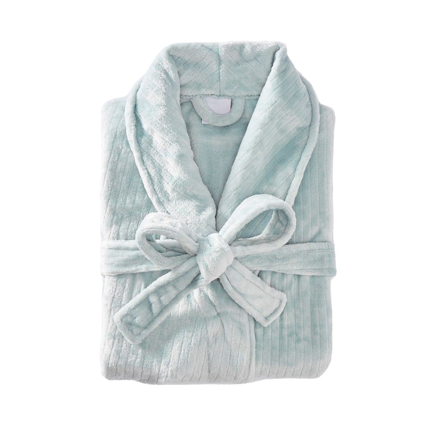 Soft Ribbed Ice Blue Robe | Adairs