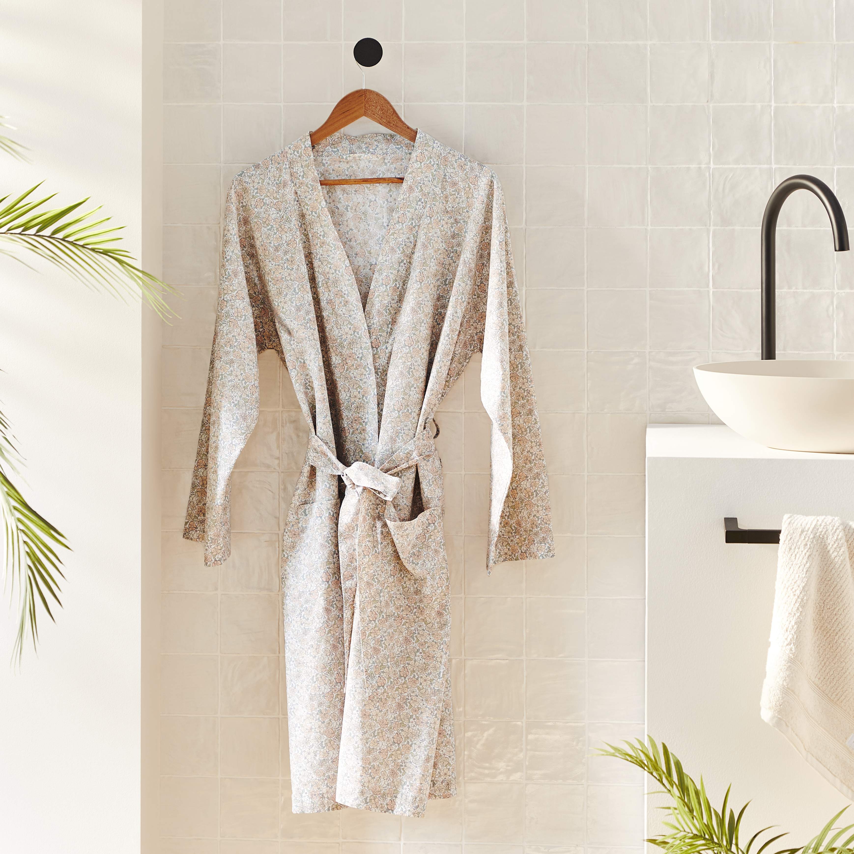 Cotton Soft Floral White Multi Printed Robe | Adairs