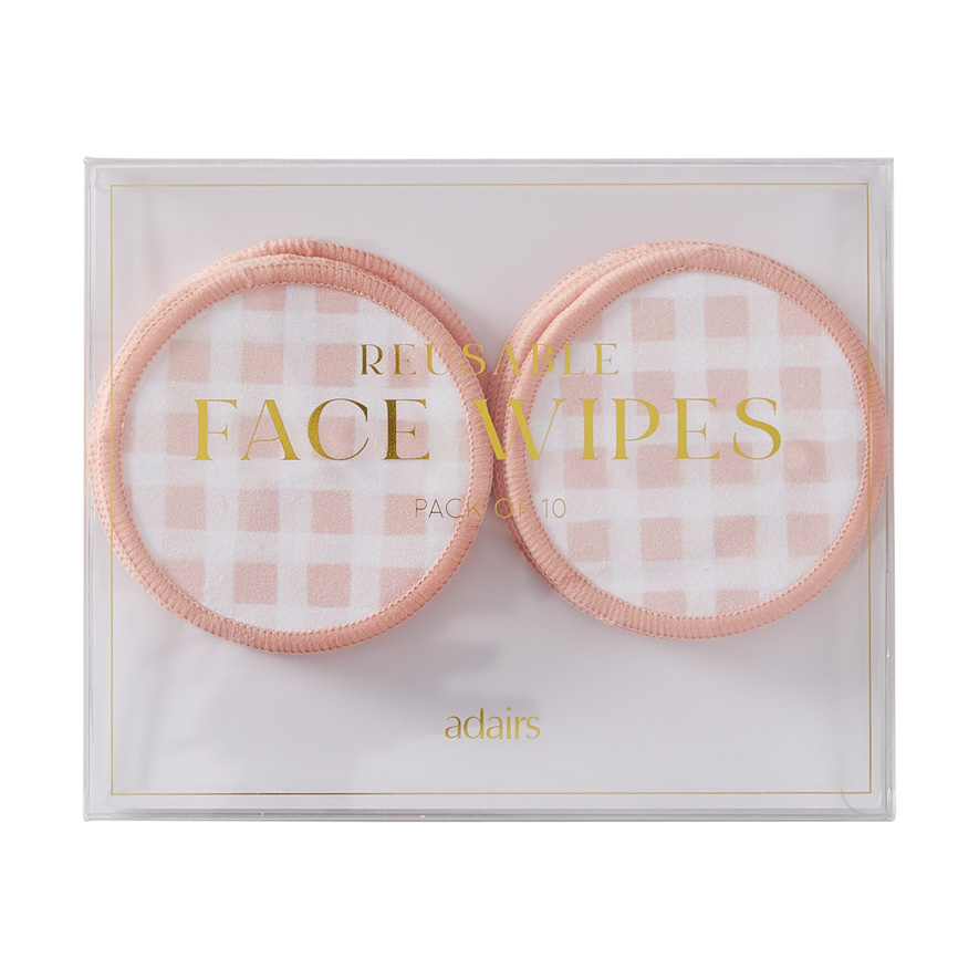 Reusable Pink & White Check 10 Pack Face Wipes | Adairs